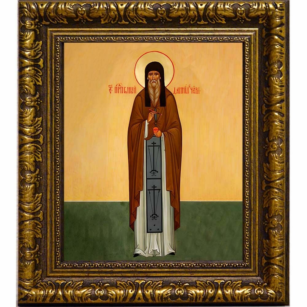 Даниил Чёрный, Московский, иконописец преподобный. Икона на холсте. (17 х 21 см / В раме).