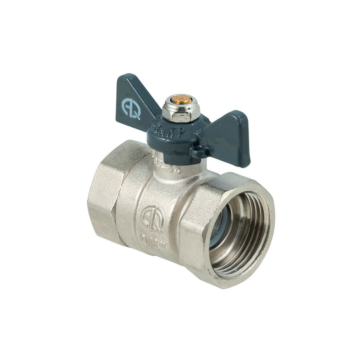 Кран шаровой латунный Aqualink, 3/4", ГОСТ, внутренняя/внутренняя резьба, бабочка