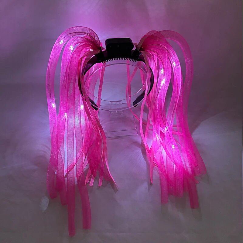 Розовые светящиеся повязки LED Headband 5