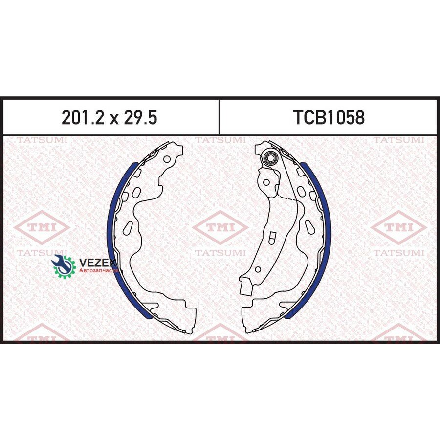 TATSUMI TCB1058 Колодки тормозные барабанные TOYOTA Aygo/Corolla Verso/Yaris 99-SUZUKI Splash/Swift 05-CITROEN C1 05-OPEL Agila 08-PEUGEOT 107 05- TCB1058