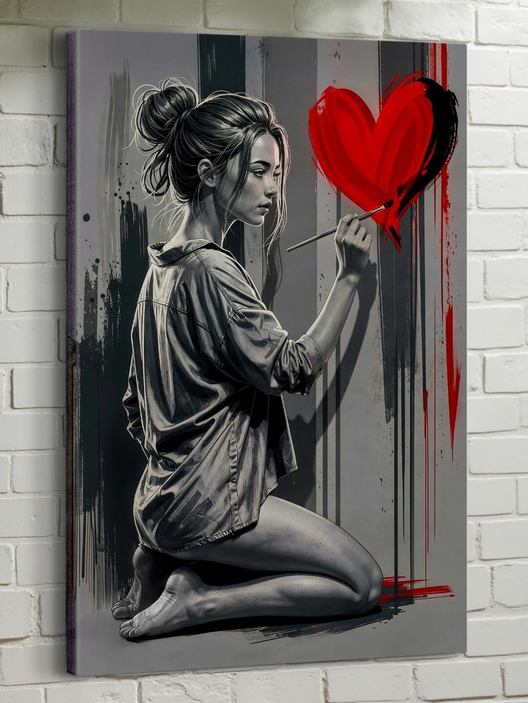 "Рисуя любовь" - картина на холсте, 45x30 см.