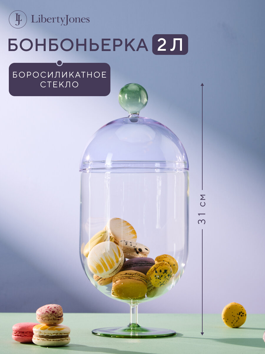 Бонбоньерка Orb 31,5 см стеклянная конфетница ваза для конфет с крышкой на ножке Liberty Jones LJ0000579