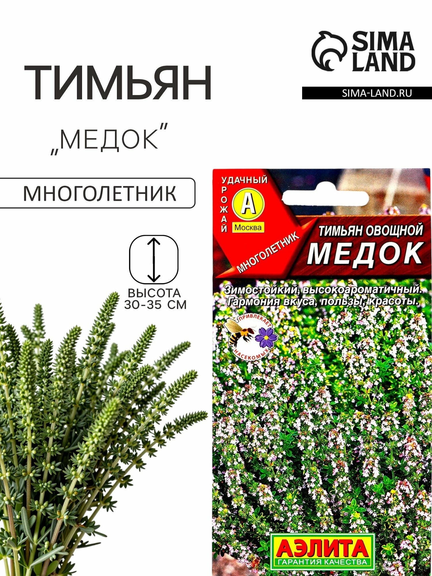 Семена Тимьян овощной «Медок», пряность, 0.2 г, «аэлита»