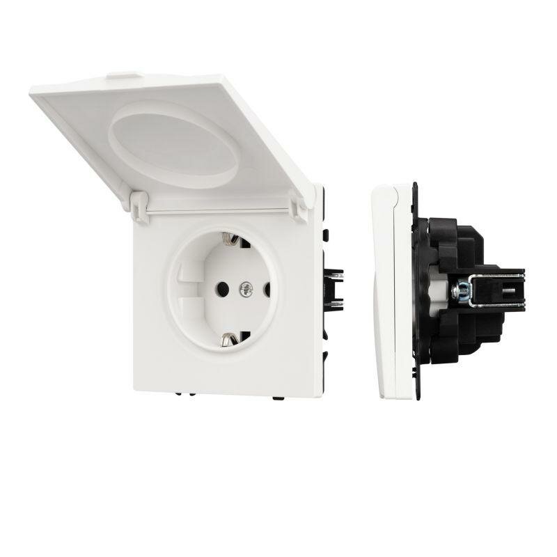 Розетка 1-м СП SCT-NOBE-MCP-SFPL-WH 16А IP44 230В влагозащ. механизм Arlight 054280