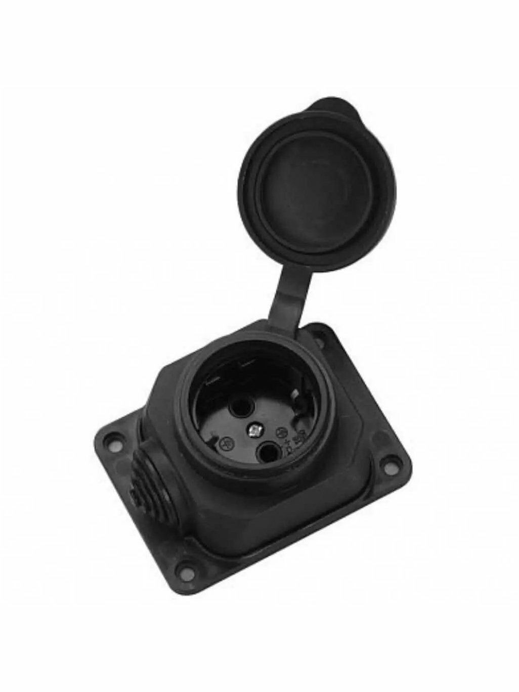 Колодка розеточная General Lighting Systems 470026, 1 гнездо, с заземлением, 16А, каучук, IP44, черная, для удлинителя