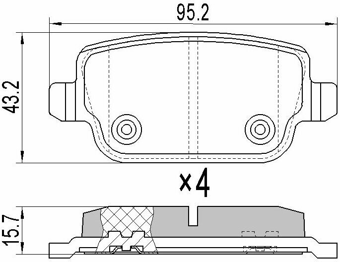 Колодки тормозные SAT ST-1566234 сзади Ford Focus 04-11, Kuga 08-13