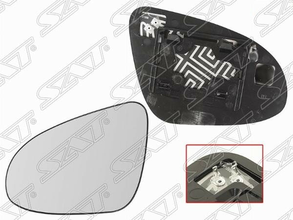 Полотно зеркала SAT ST-121-0111 Toyota Camry Europe/Russia XV50 11-18 слева/ Обогрев/ сферическое