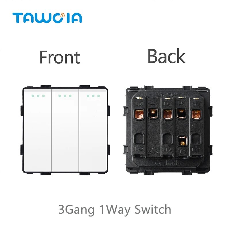 Панель выключателя TAWO 3 Gang 1 Way White