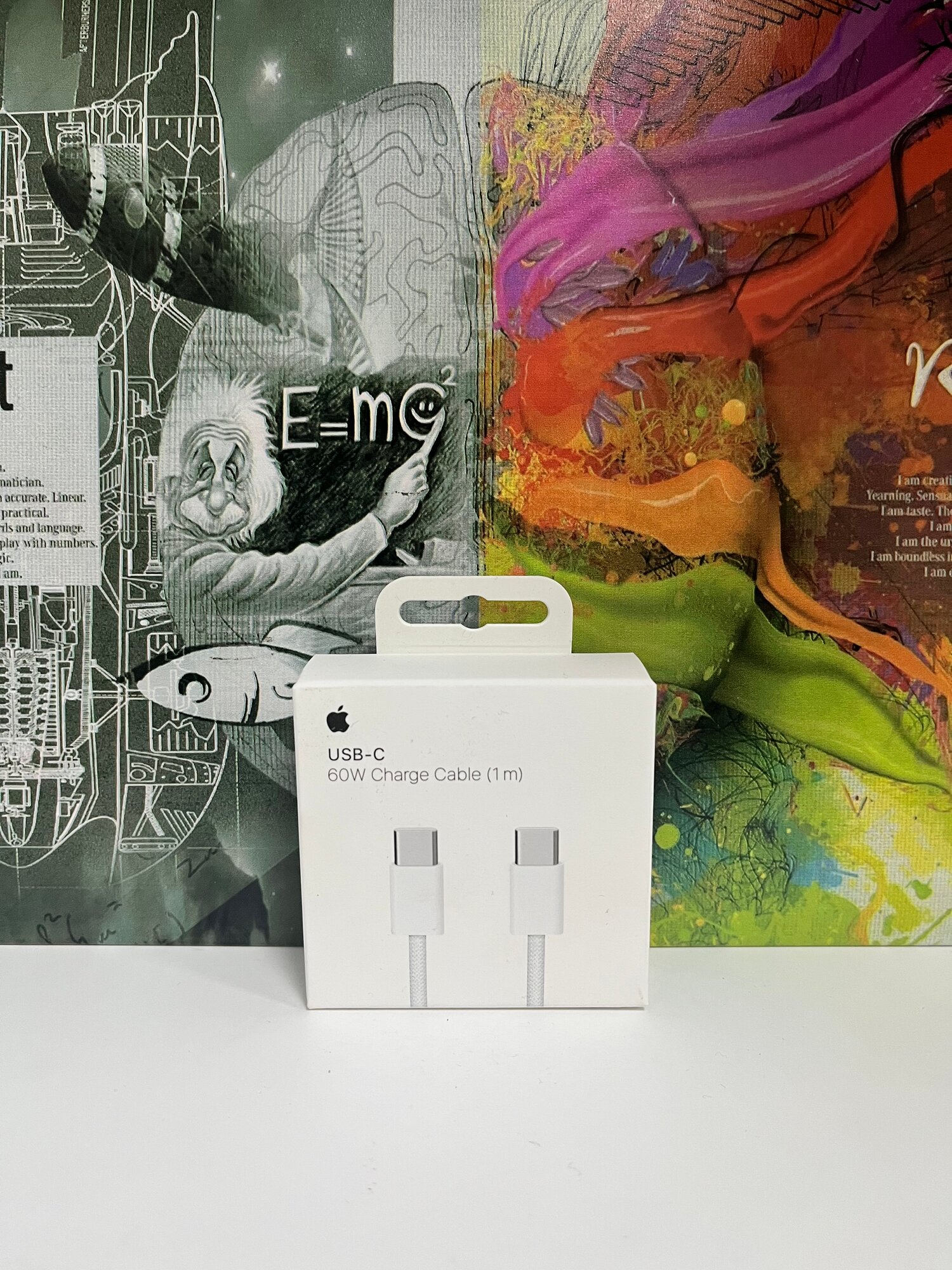 Кабель Apple USB-C to USB-C, 1м, 60W, нейлон, белый (MQKJ3ZM/A) A2795 (плетеный) в коробке