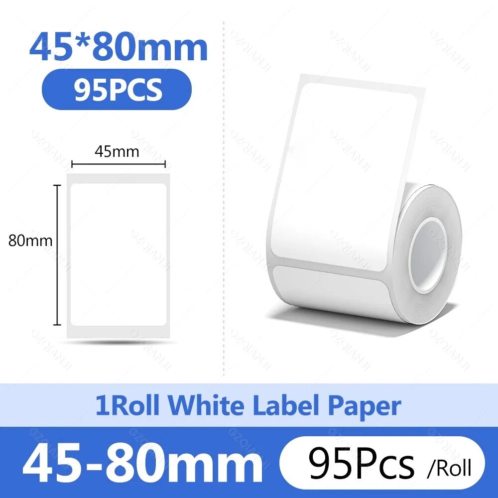 Niimbot B1 термобумага для этикеток белая водостойкая 45x80mm-95pcs