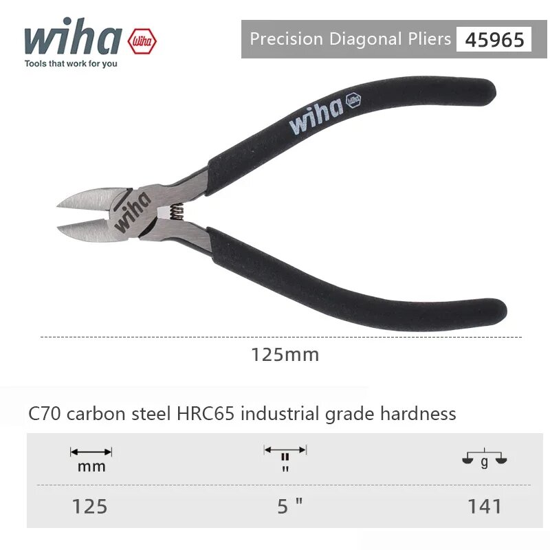 Wiha 45965 Black Forest Классические прецизионные плоскогубцы с диагональю 5 дюймов 125 мм