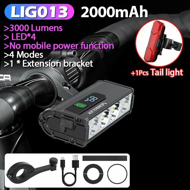 Велофонарь NEWBOLER LIG013 2000mAh, 3000 Лм, 4 режима