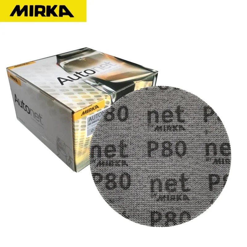 Аутентичная шлифовальная бумажная сетка Mirka, 5 дюймов, 125 мм, против засорения, всасывания пыли, шлифовки, полировки, песка, 50 шт.