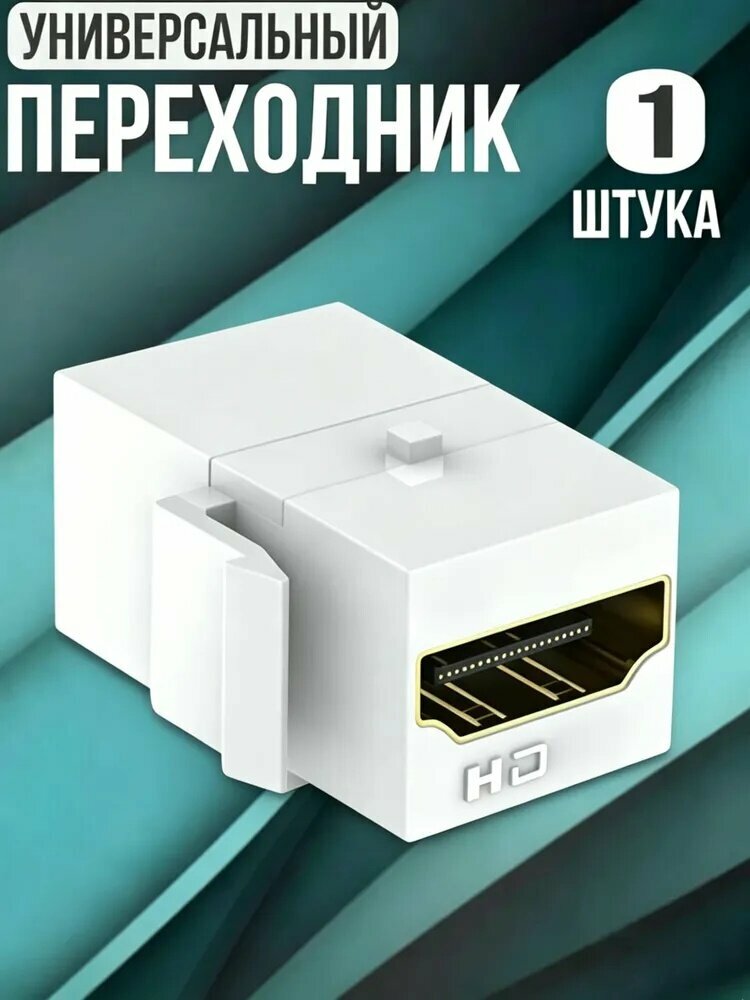 HD-переходник женский женский для настенной установки, белый, поддержка 4K