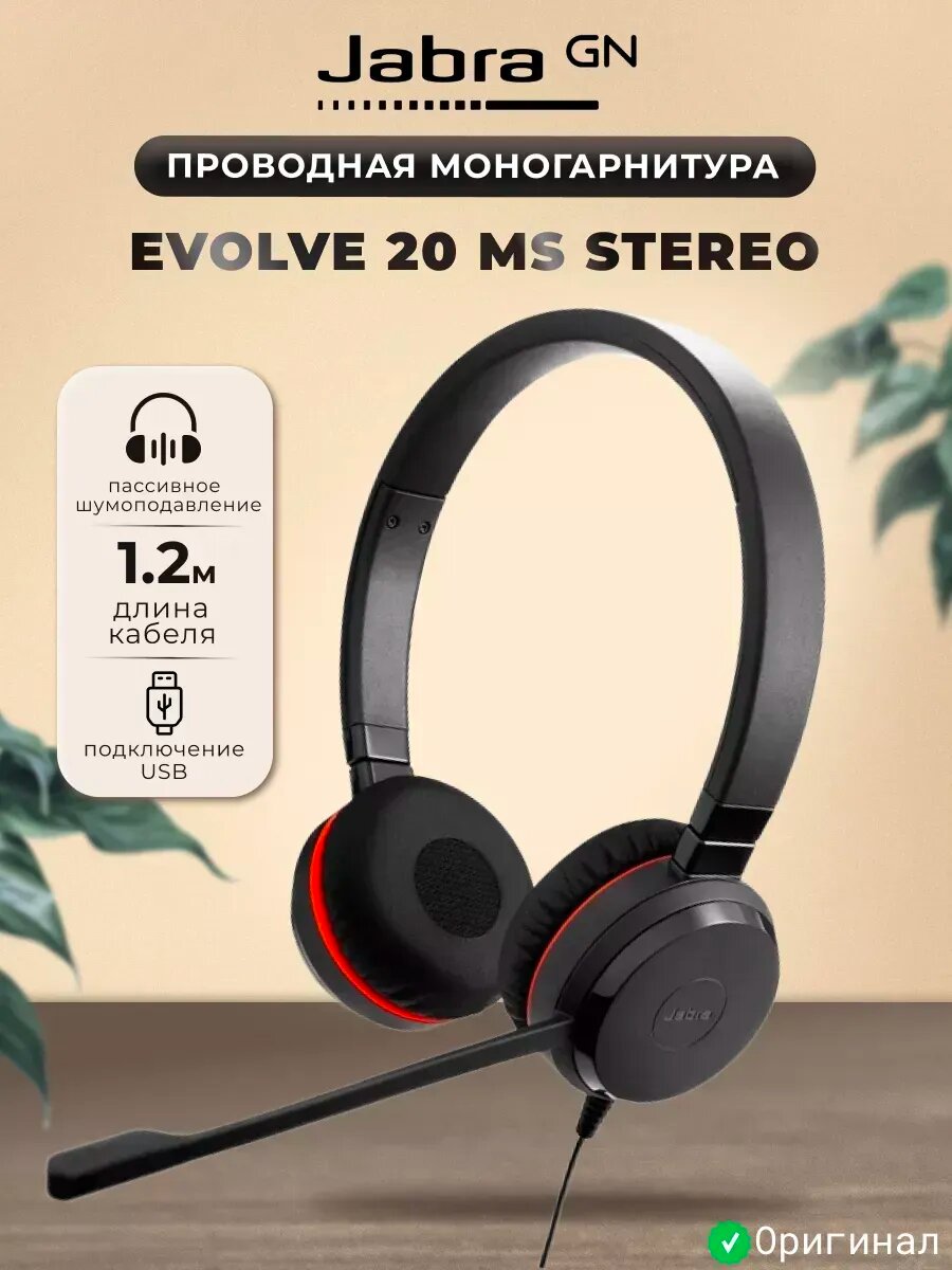 Офисная гарнитура Jabra 4999-823-169, накладные, стерео, USB-C, кабель 2,2 м