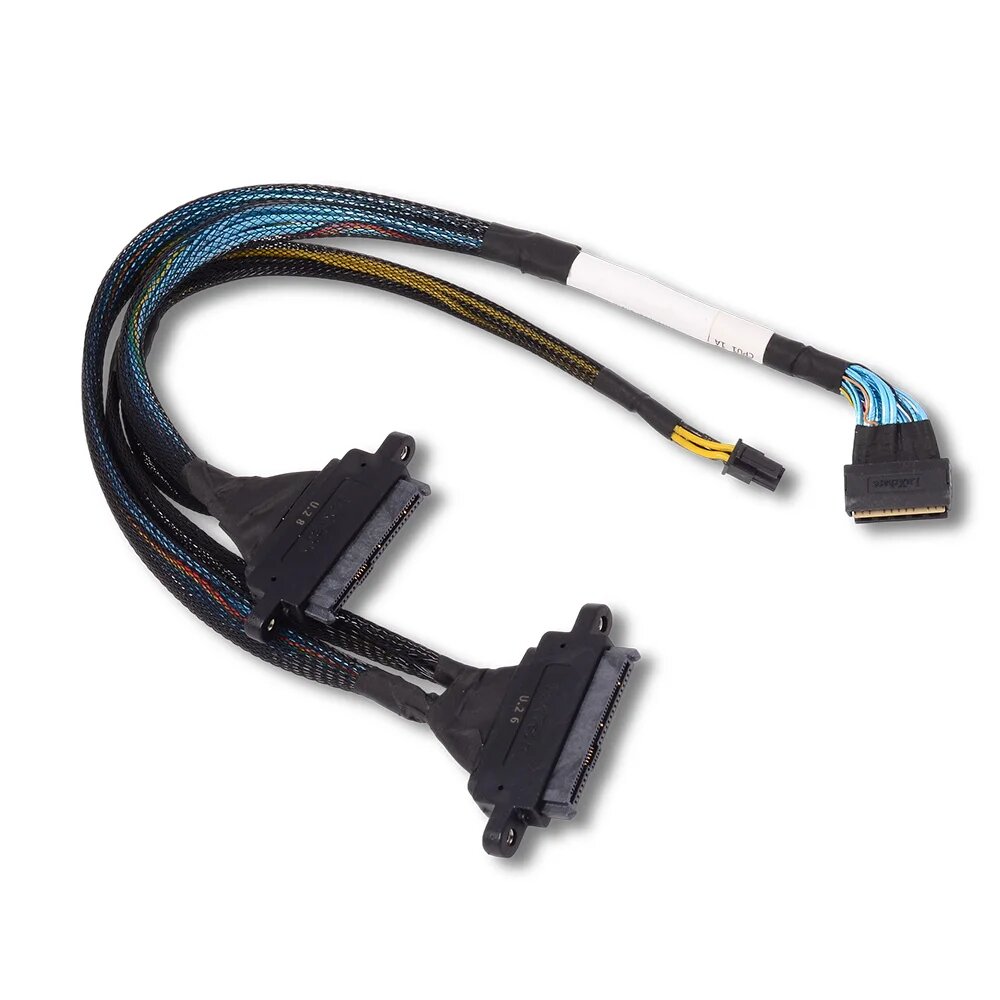 SPEEDIER Кабель-адаптер SFF-8654 to Dual NVMe U.2 40-50 см