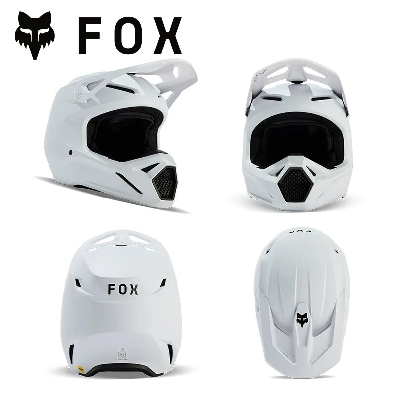 Шлем FOX V1, внедорожный мотоцикл, легкий легкий шлем DOT, сертификация ECE, Белый, XL, Pure White