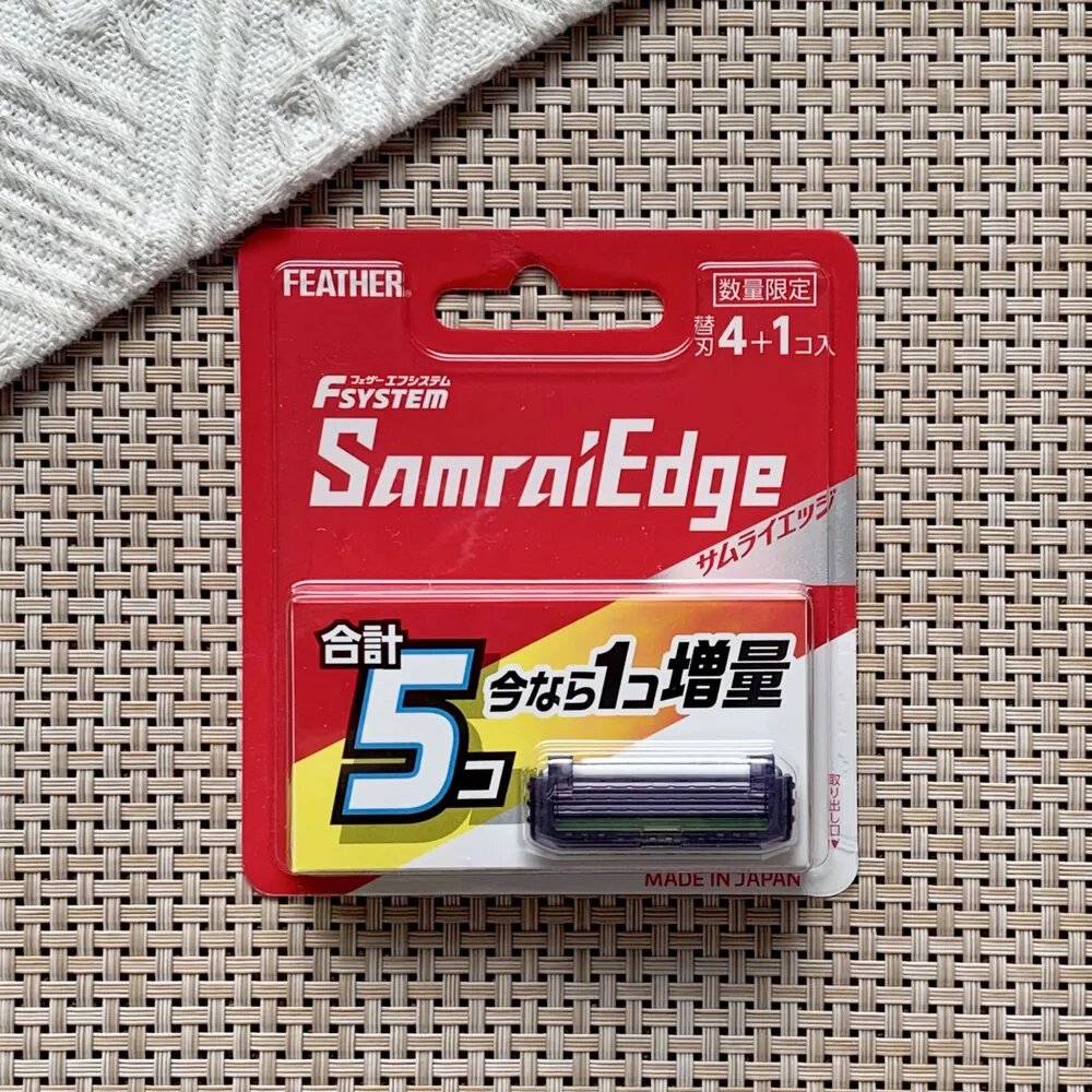 Лезвия FEATHER F-system Samurai Edge сменные для мужской бритвы с тройным лезвием 5 шт