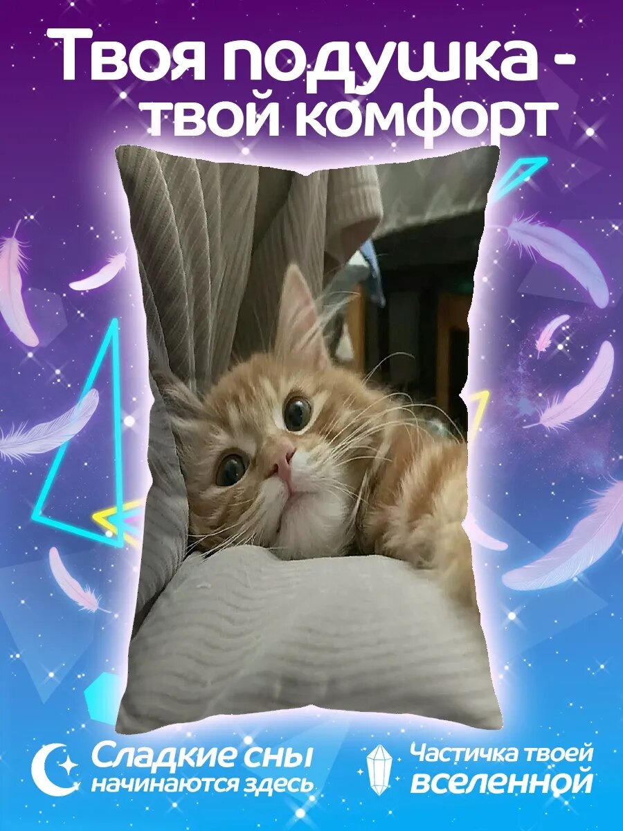Подушка дакимакура Рыжий котенок на руках