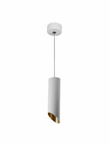 Светильник потолочный на подвесе MR16 35W 230V, высота 300мм, белый, золото, D55*H300 ML1838, на подвесе 1,7м Barrel tilt levitation, FERON 48044