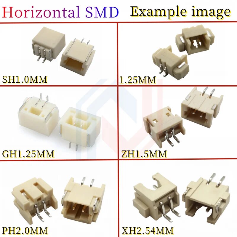 Разъемы SH/JST/GH/ZH/PH/XH 1.0/1.25/2.0/2.54 мм 2-12 контактов 8 стр, SH1.0MM, Horizontal Smd