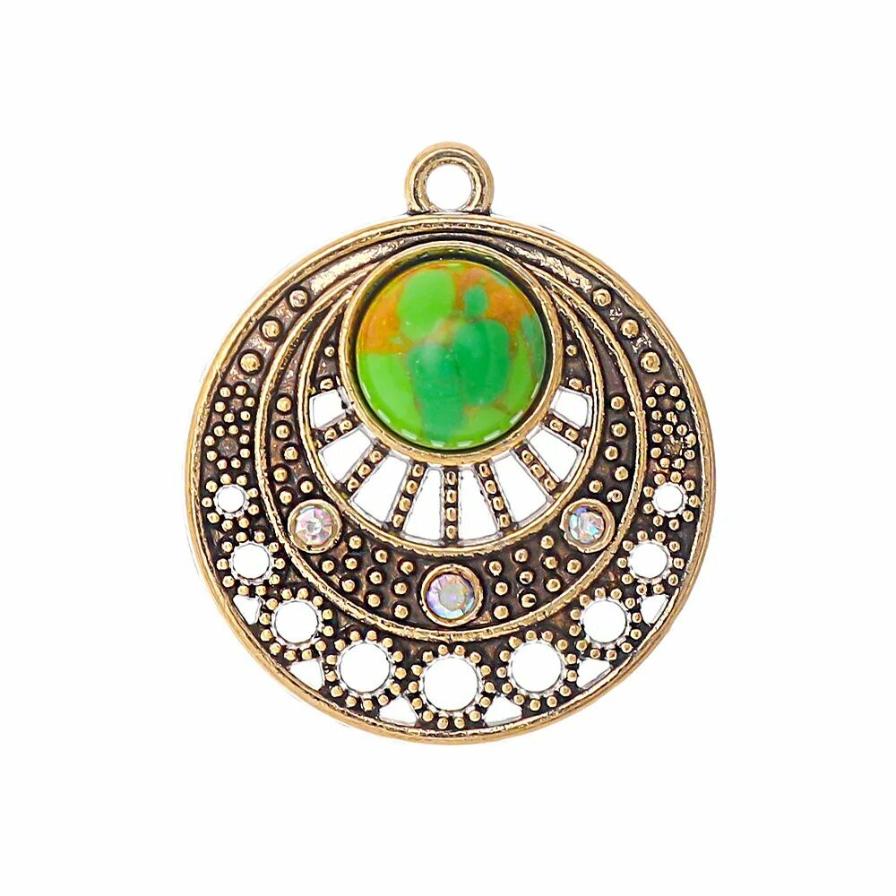 Подвески BeDif винтажные богемские с камнями Natural Stone Green
