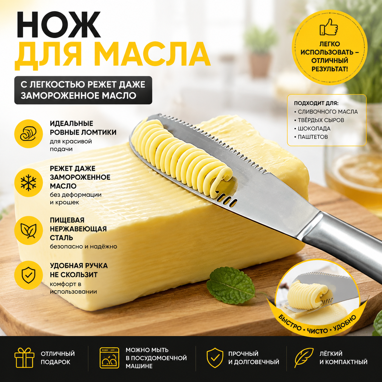 Кухонный нож для масла/паштетов/сыра, кухонный нож из нержавеющей стали для намазывания масла/сыра