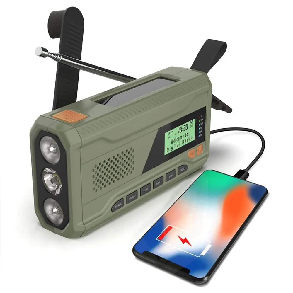 Milochic WR-6D Multifunctional Radio with LED Flashlight, External Battery and Emergency Charging