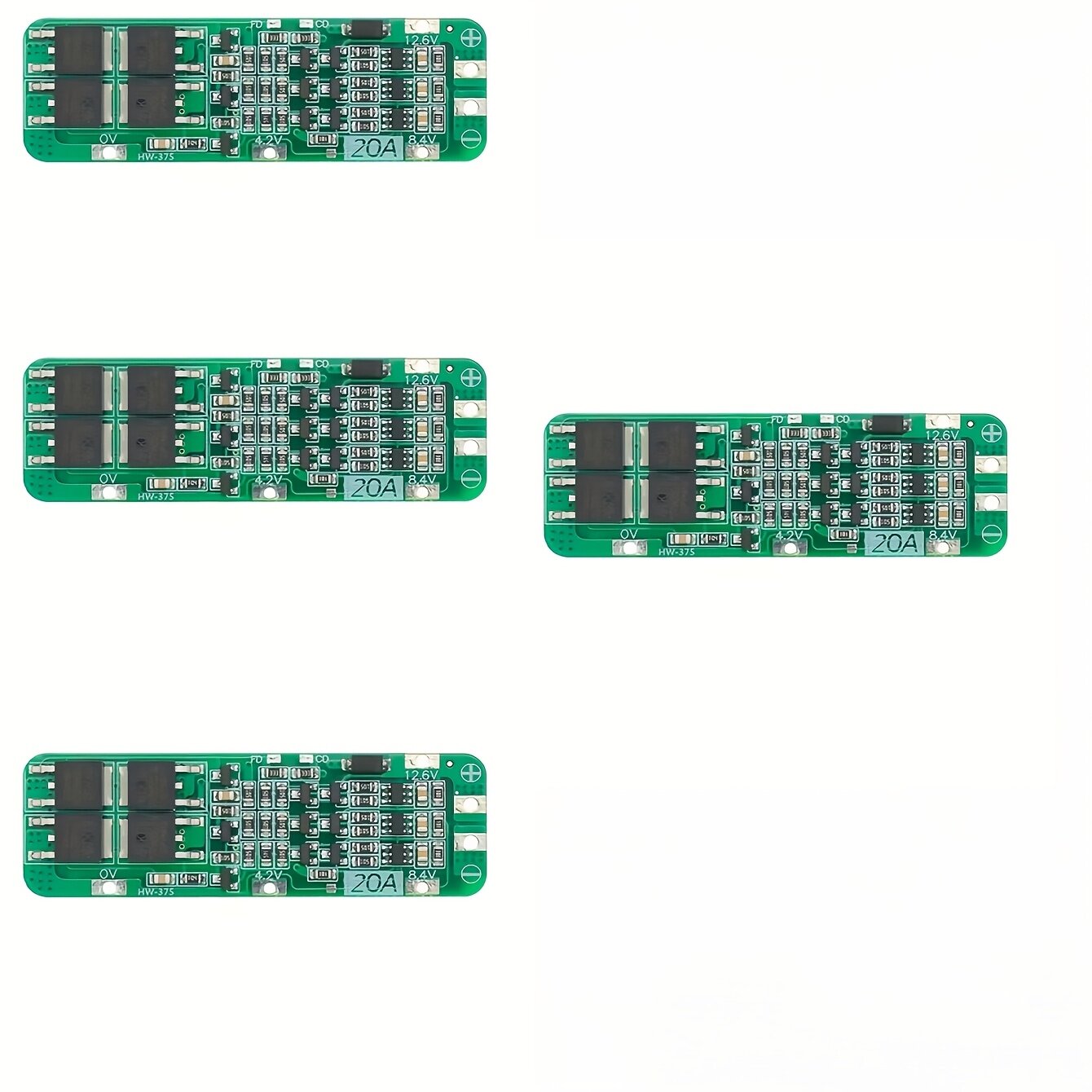 Плата защиты литиевого аккумулятора 3S 20A, 12.6V, PCB BMS с функцией автоматического восстановления для дрелей, совместимая с 18650 и полимерными литий-ионными батареями, 4 шт.