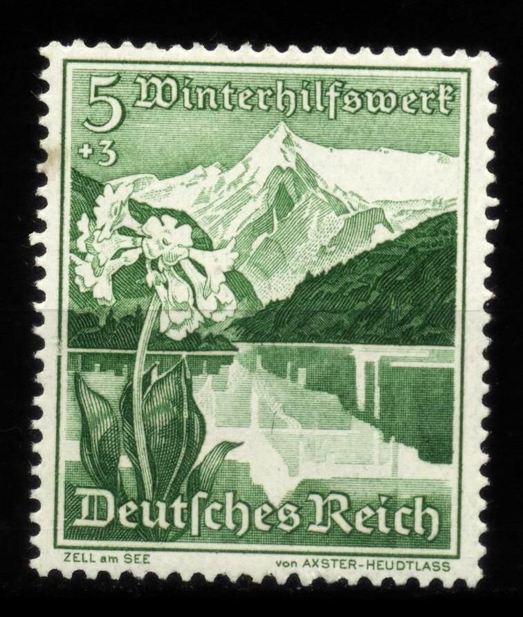 Марки Германии. 1938 г. 3 Рейх. "Горный первоцвет". Чистая** марка, см. описание