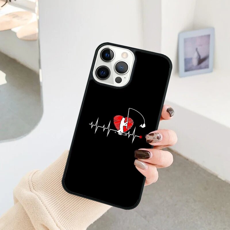 Чехол для телефона «Рыбалка сердцебиение» для iPhone 17, Air 16, 15, 14, 04, for iPhone 12or12pro
