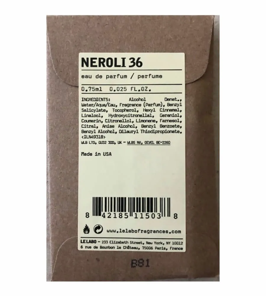 Пробник парфюма Нероли 36 0.75 мл унисекс / Le Labo Neroli 36 миниатюра