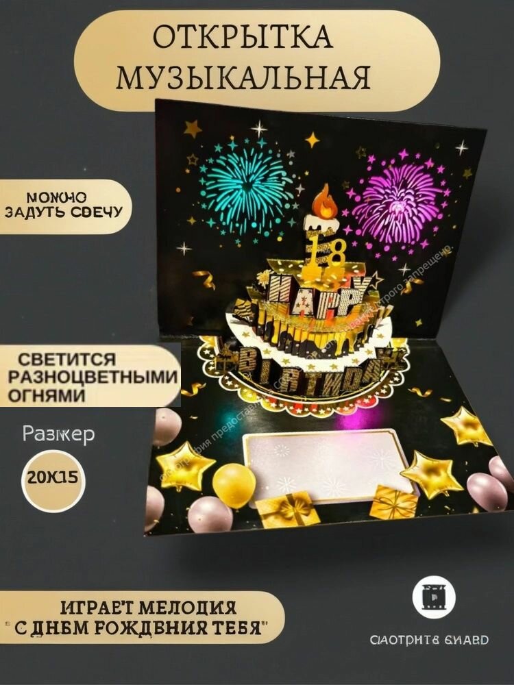 Открытка С днем рождения! Музыкальная.