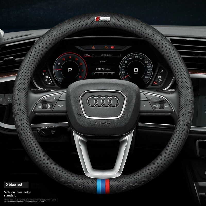 Круглый чехол для руля синий триколор спортивный логотип для Audi Q3 Q5 A4L A6L Q7 Q5L
