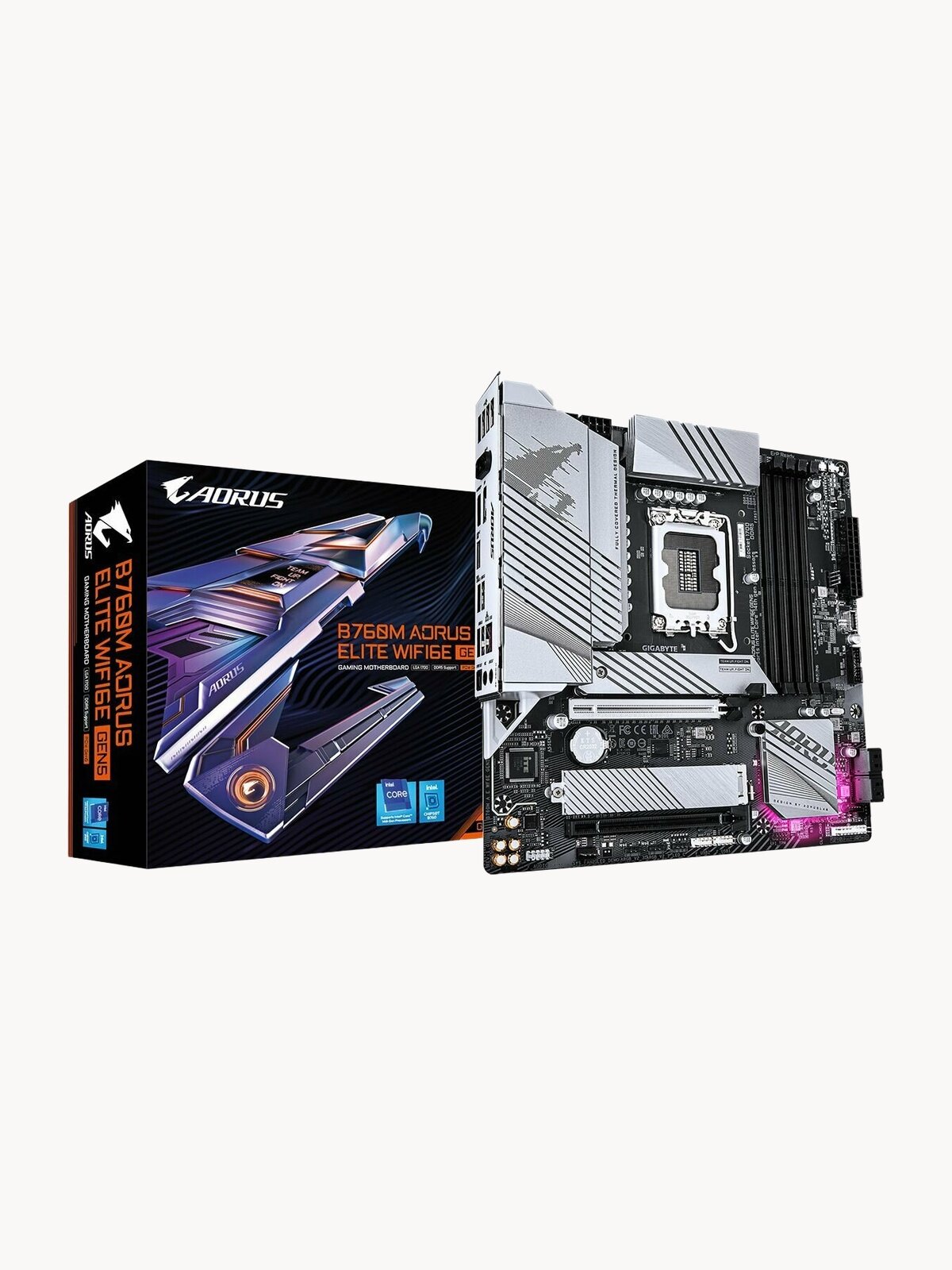 Материнская плата Gigabyte B760M AORUS ELITE WIFI6E GEN5, LGA1700, Intel B760, Micro-ATX, RTL (B760M AORUS ELITE WIFI6E GEN5)