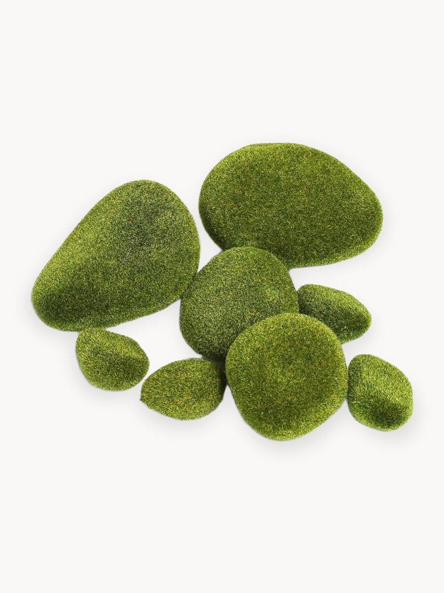 Мох искусственный, для декора, «Камни», набор 8 шт, тёмно-зелёный, Greengo