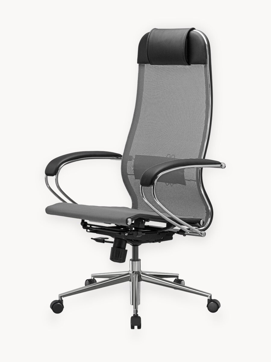 Кресло компьютерное МЕТТА-12/подл.131/осн. Synchro 052, Сетка, Серый