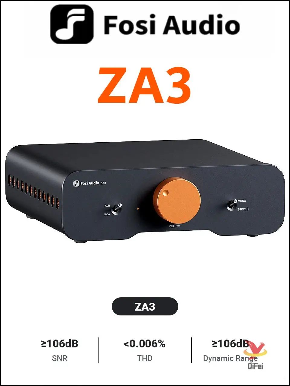 Fosi Audio ZA3 Стереоусилитель мощности TPA3255, аудиоусилитель HiFi класса D для пассивных динамиков с XLR/RCA/балансными входами-x