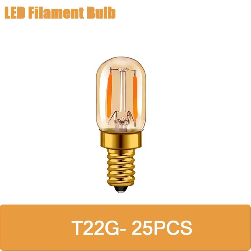 Hcnew LED лампы E12 E14 T22 теплый белый свет 1Вт 2200К 25 шт
