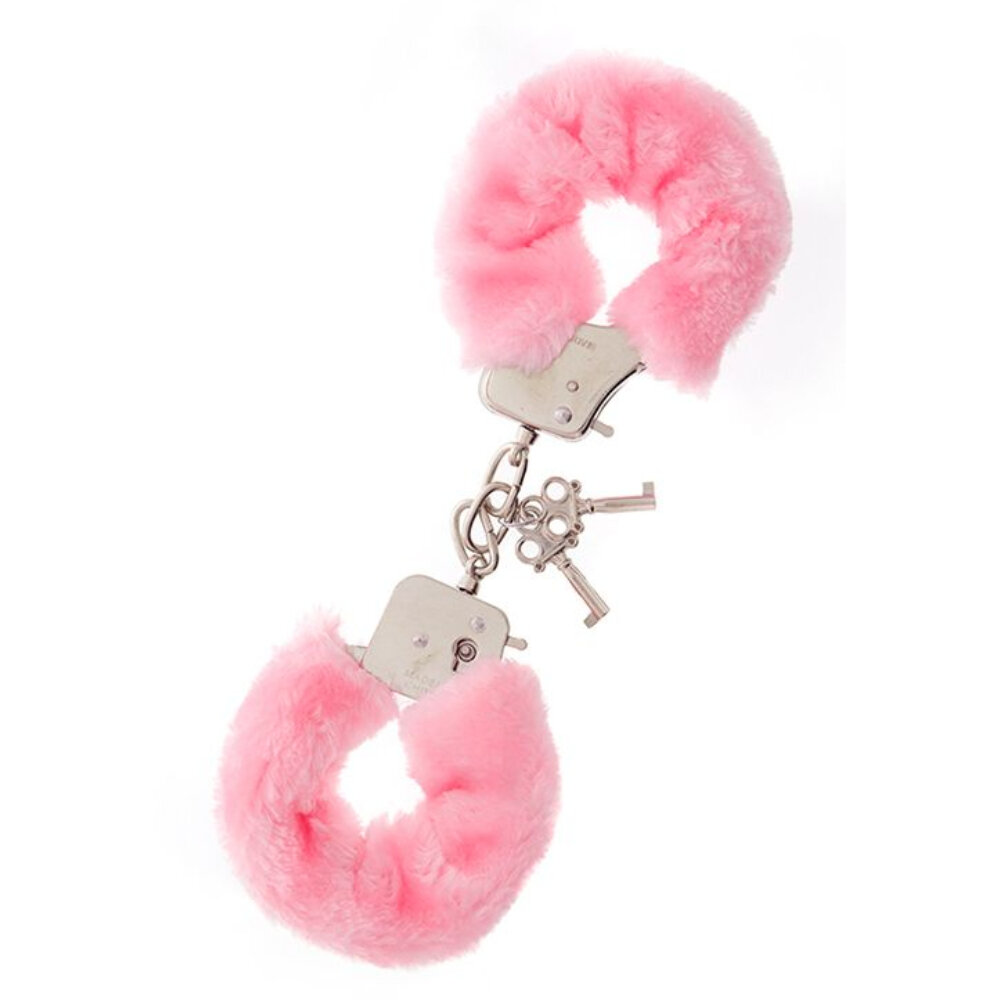 Металлические наручники с розовой меховой опушкой METAL HANDCUFF WITH PLUSH PINK