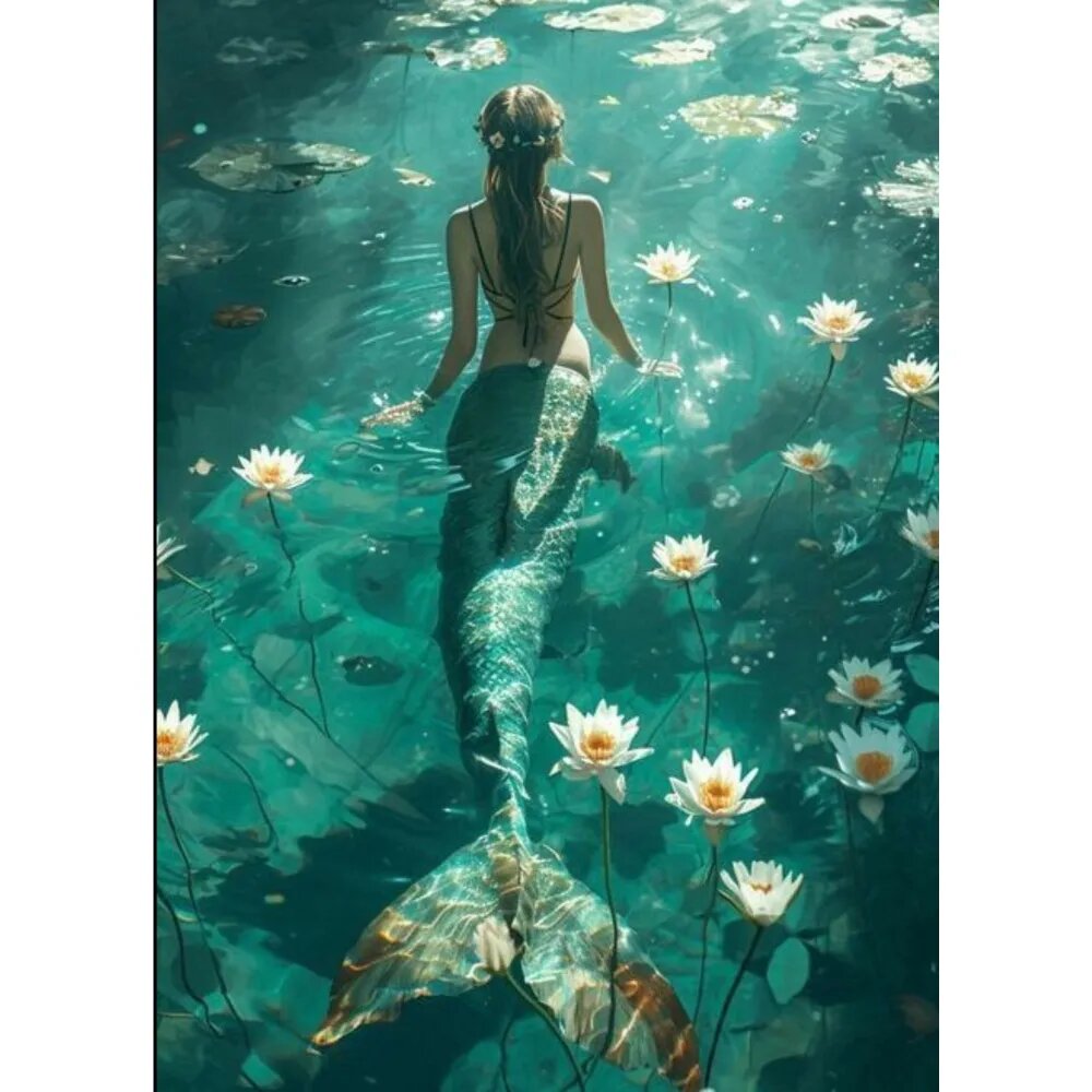 Алмазная Мозаика "Фэнтези Арт Русалка" 40х50 См Алмазная Вышивка / Картина Стразами Подарков / Украшения