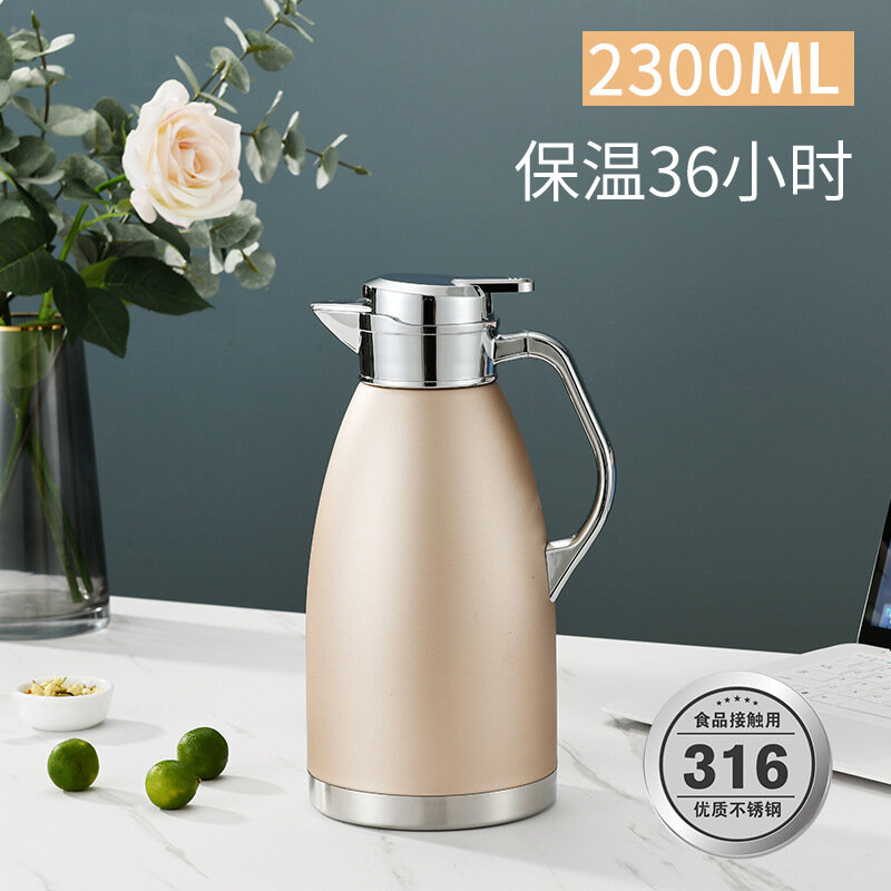 Вакуумный термос-чайник 316, большой объемный чайник для отелей, двухслойная термобутылка, чайник для чая, бутылка для горячей воды, термос для воды.