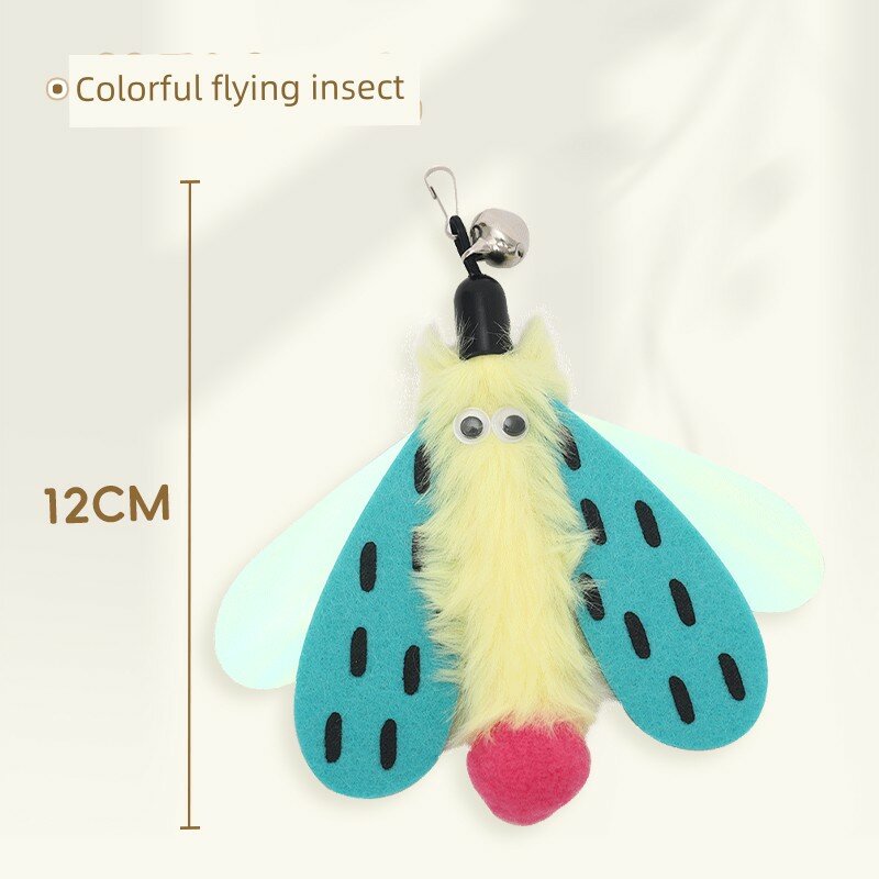 Игрушка для кошек AFP: дразнилка-имитатор насекомого с заменяемой головкой из перьев для самостоятельных игр, снятия