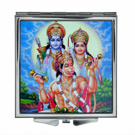 Складное зеркало квадратное сита рама и хануман (размер 6*6,2 см.), 1 шт.