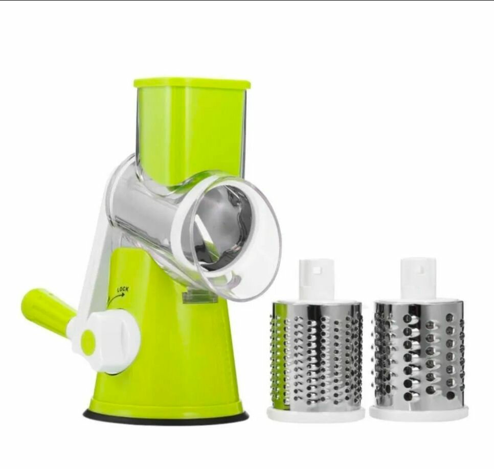 Ручная овощерезка мультислайсер 3в1 с присоской зелёная