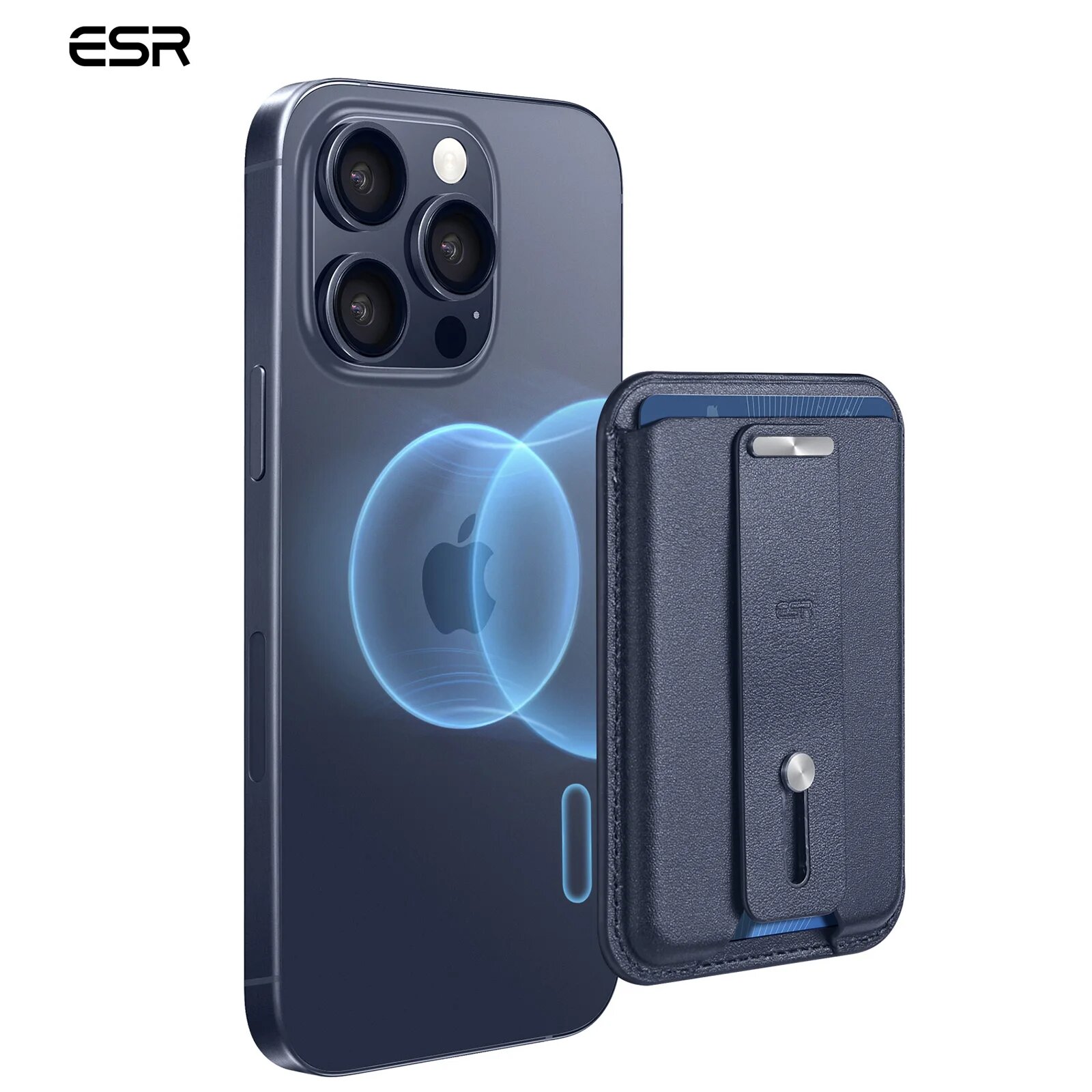 ESR для iPhone 15 14 HaloLock Магнитный кошелек для iPhone 14 Pro Max Чехол для хранения смарт-карт для 12/12 Pro для iPhone 13 Pro Max Navy Blue