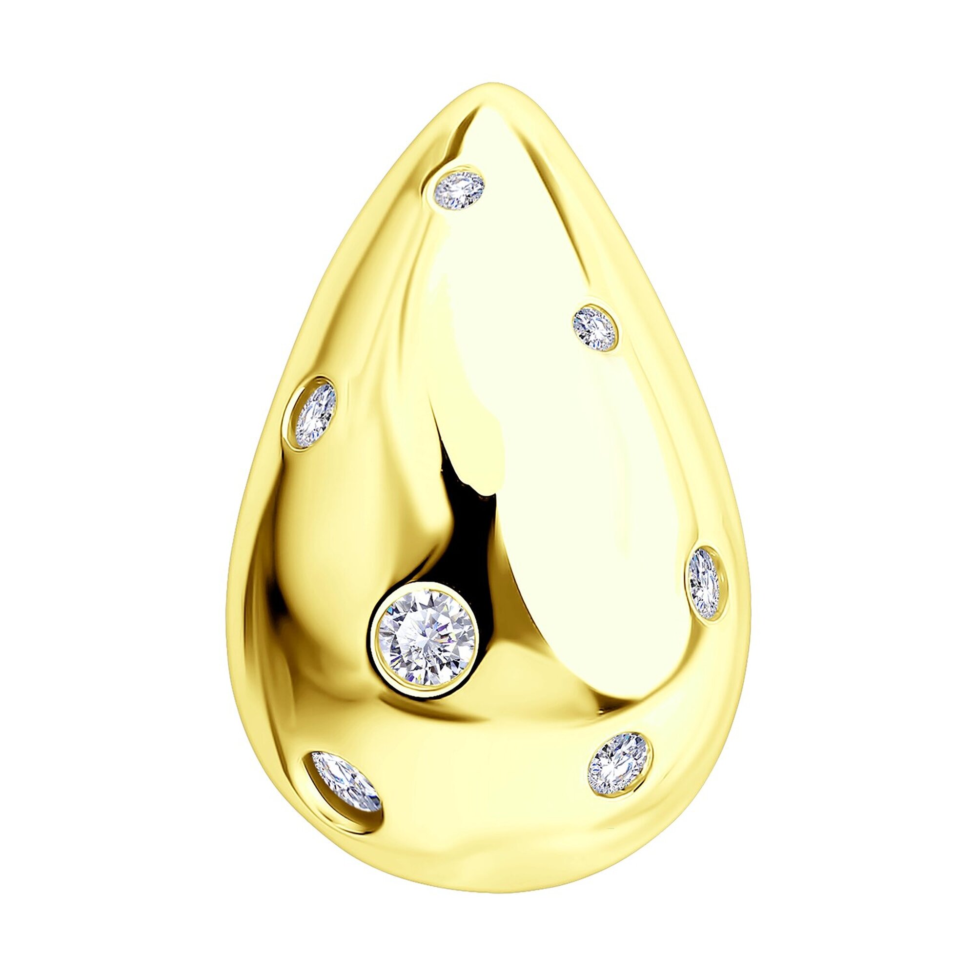 Подвеска, серебро, 925 проба, золочение, фианит