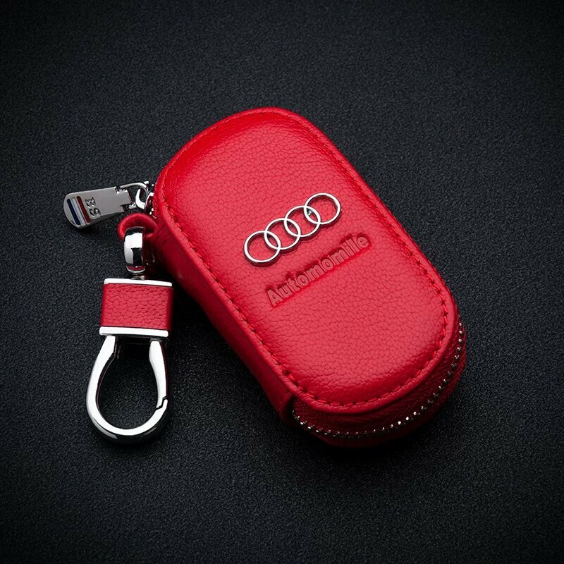 Кейс для ключей с логотипом Audi для моделей A4L/A6L/A8L/Q3/Q5/Q7/A7/A5/TT - красный цвет