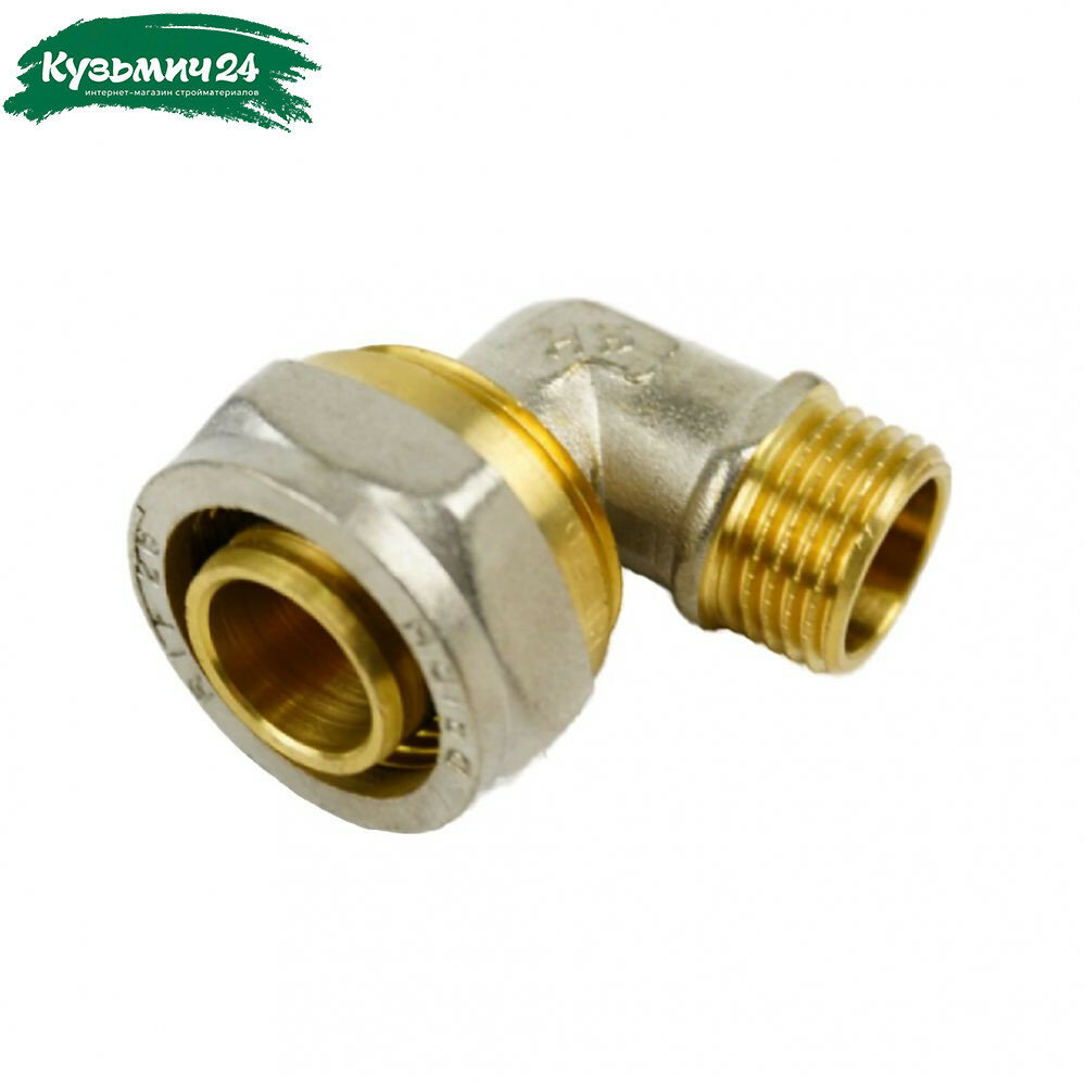 Угольник обжимной, ВР, 26х1/2", ц/м, латунь, для металлопластиковых труб