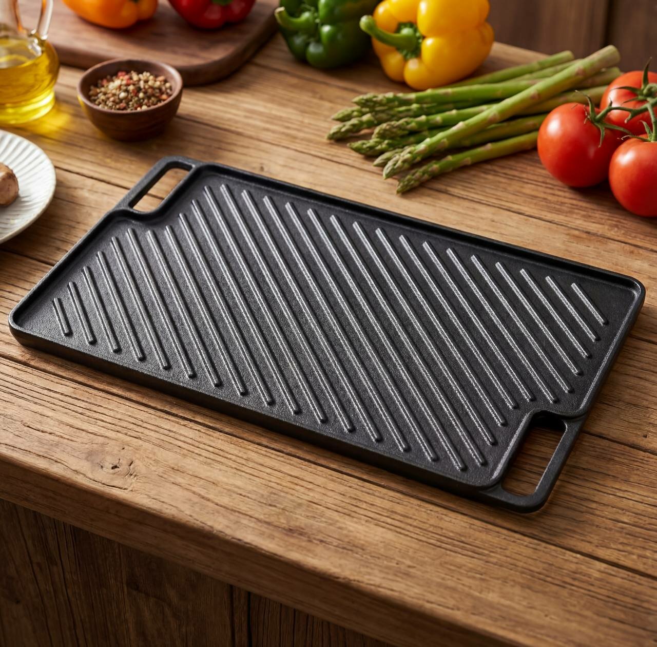 Противень для выпечки чугунный DAENERO для кемпнига, шашлыка